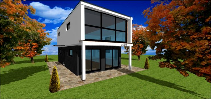 Plan et Construction de Maison cubique en ile de france en bois